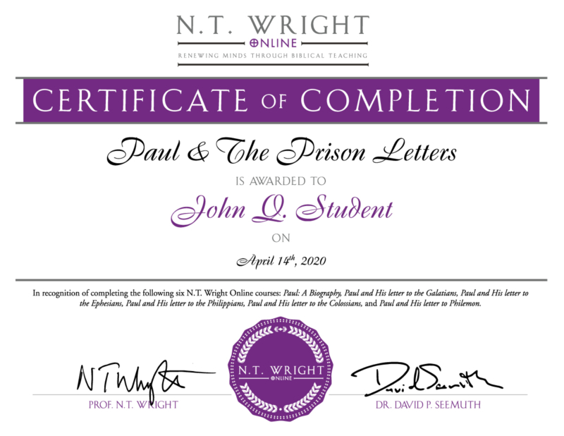 Certifications - N.T. Wright Online